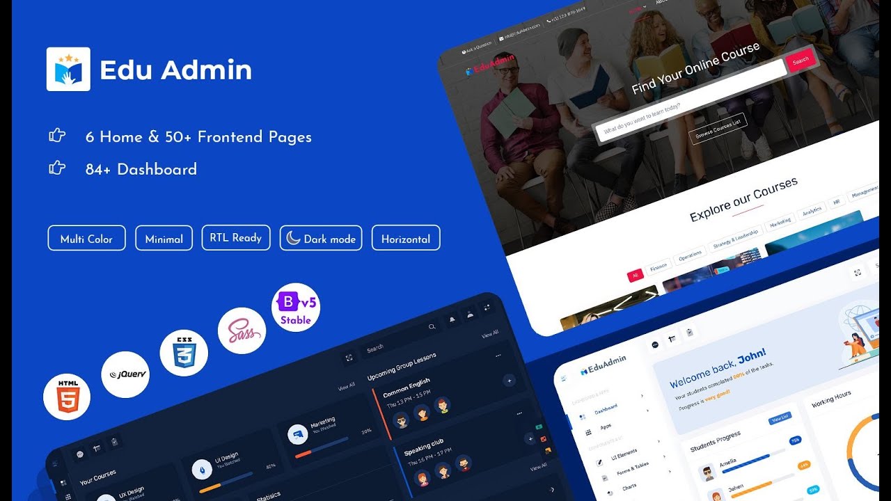 Bootstrap 5 Admin Dashboard Template with RTL Light Theme