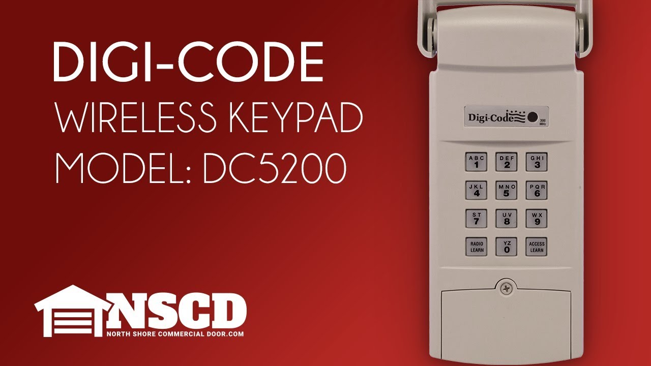 Digi Code Wireless Garage Door Opener Keypad Model DC5200
