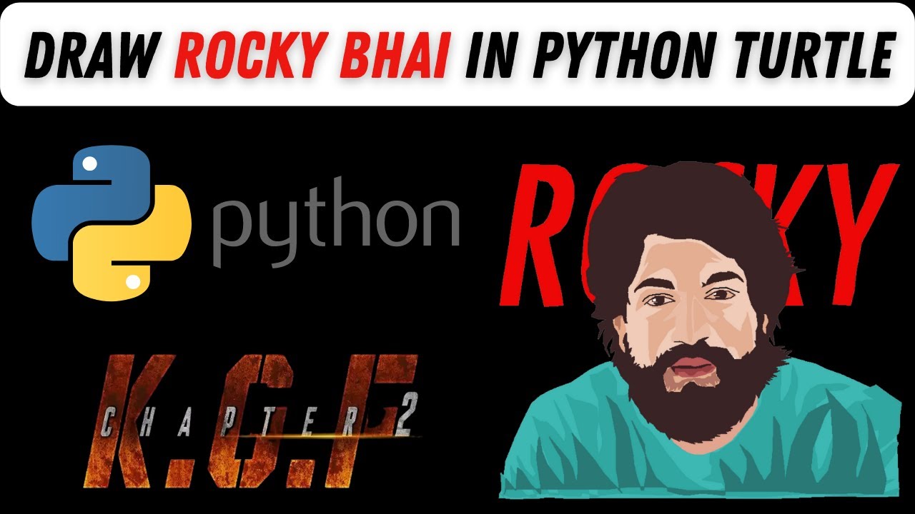 Rocking Star YASH Drawing using Python Turtle | Rocky Bhai |Code Credit @VastCoding| KGF Chapter2|