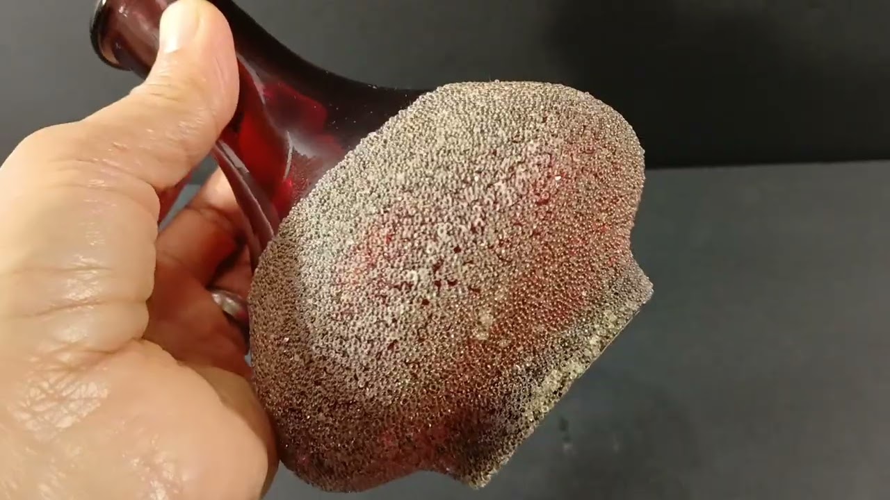 Vintage Pier 1 Imports Sugar Textured Cranberry Glass Bud Vase