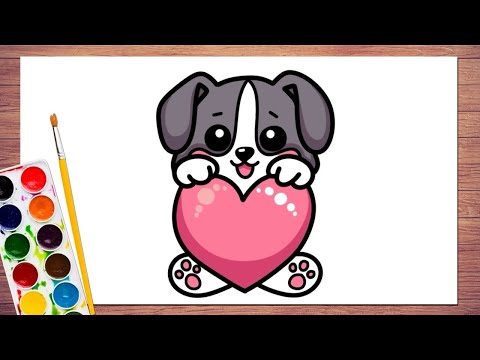 Cutr Love Puppy Drawing | Easy Dog Drawing and Coloring