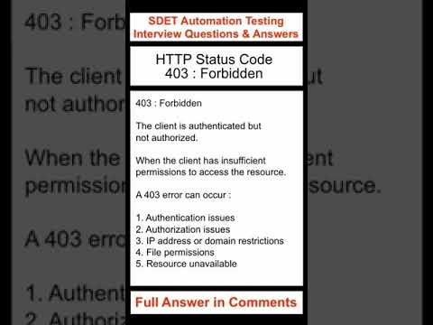 API Testing : HTTP Status Code : 403 : Forbidden SDET Automation Testing Interview