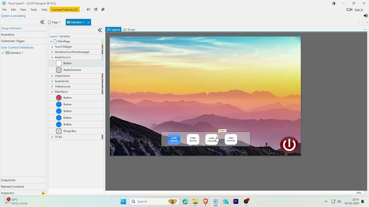 QSYS - Basic Script Q-sys Designer Navigation buttons