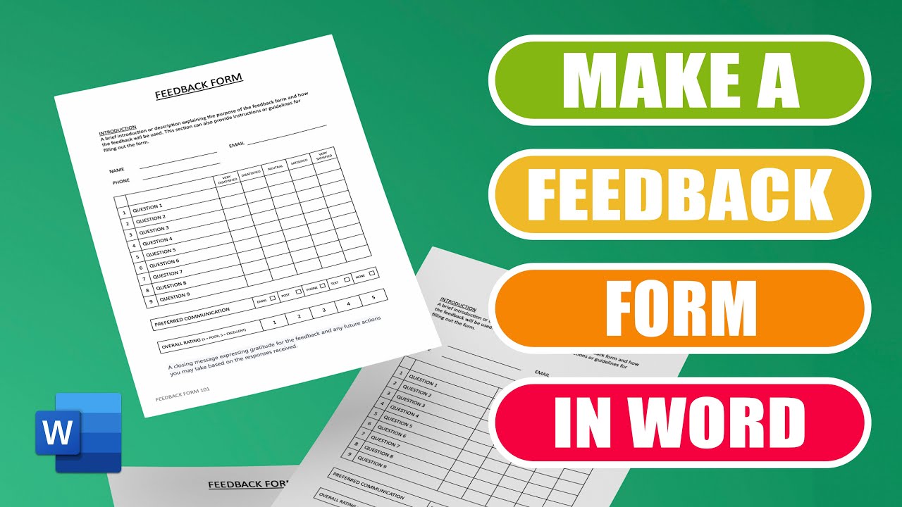 Create a Feedback Form in Word - FREE