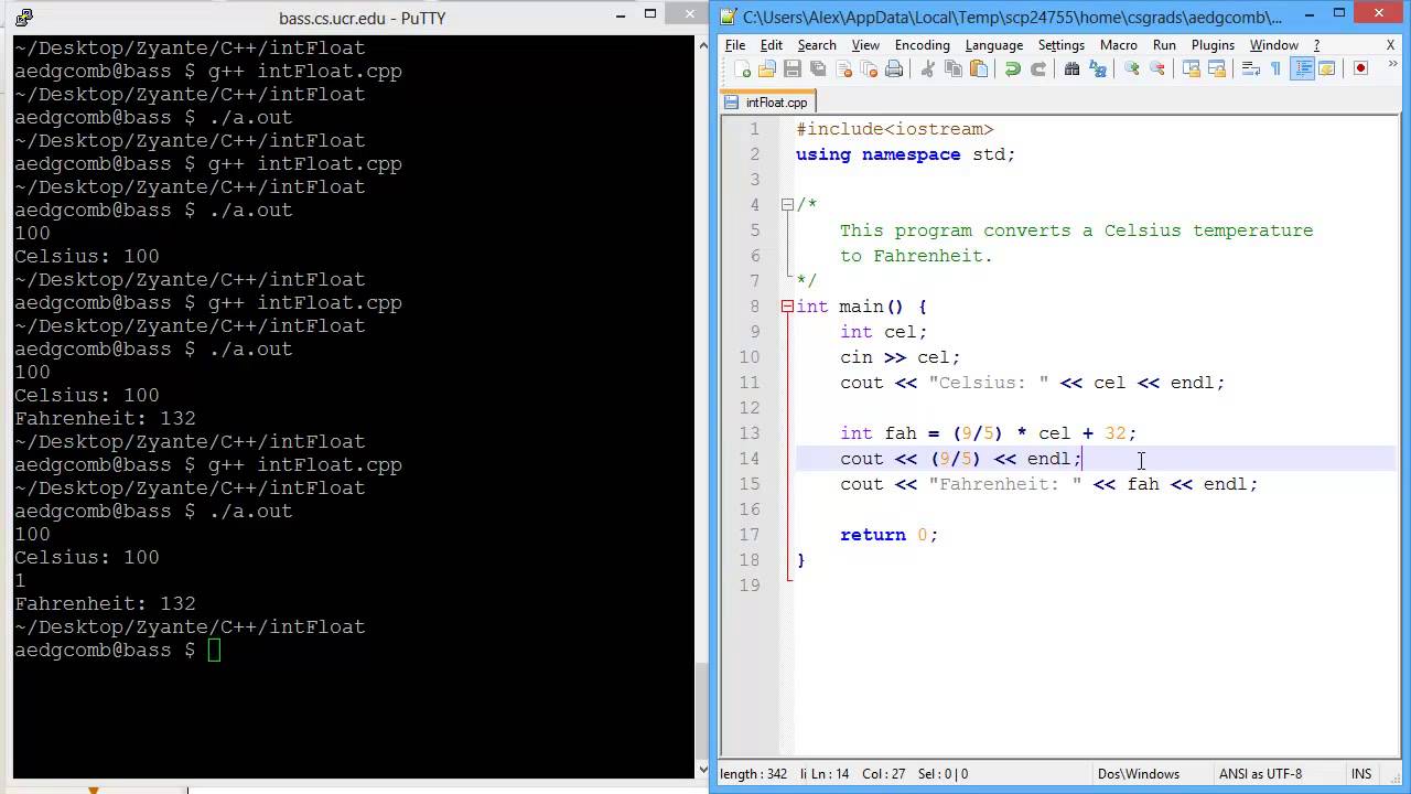 Programming example: Integer and floating point issues