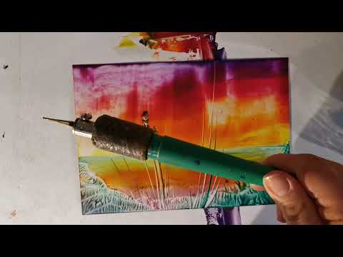 Sunset at the lake encaustic painting (li g workshop version)