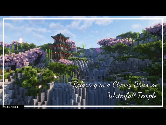 🌸🍃 Cherry Blossom Waterfall Temple Minecraft Map