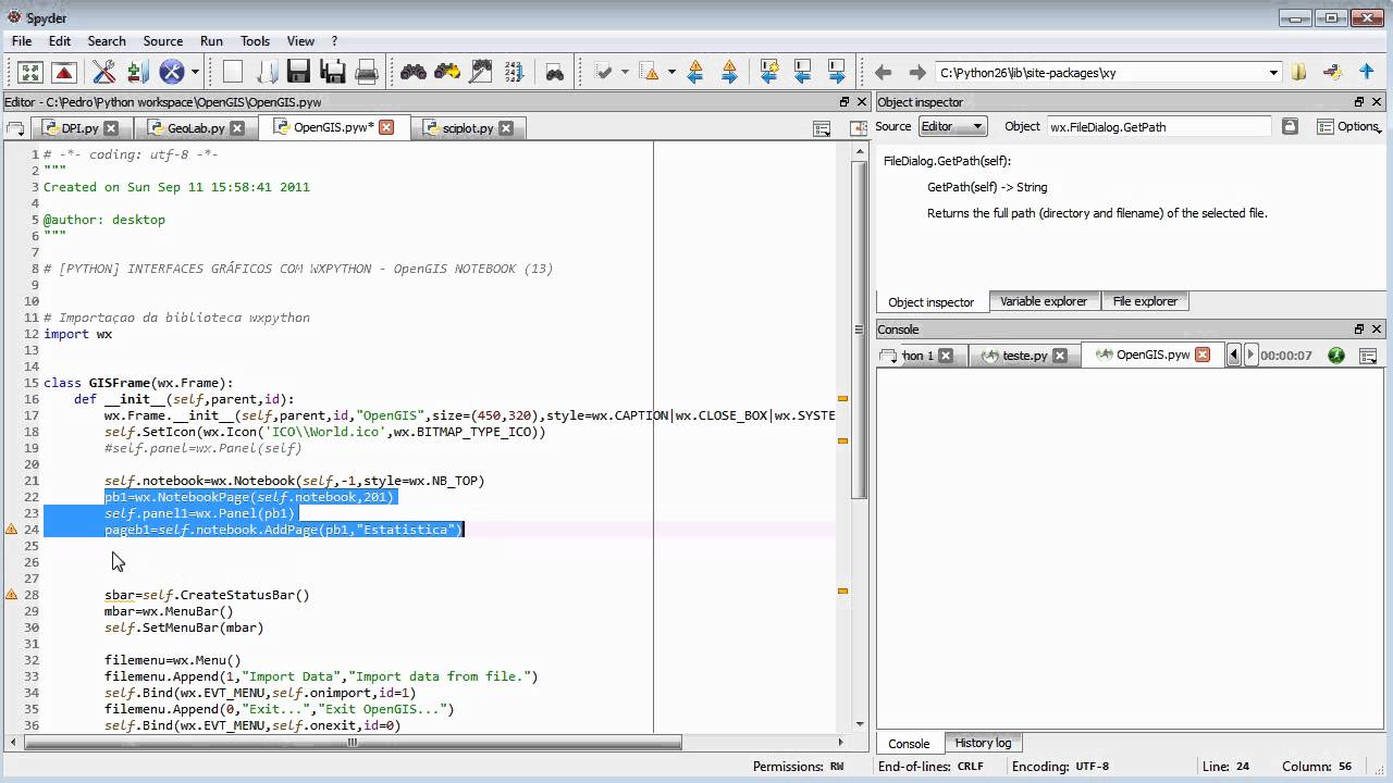 wxPython 13 - OpenGIS Notebook