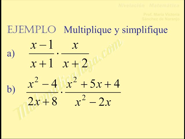 Hojas De Trabajo Para Simplificar Expresiones Racionales