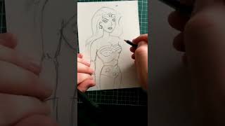 SKETCHING WONDER WOMAN FROM BRUCE TIMM'S JUSTICE LEAGUE #shorts | DROIDMONKEY