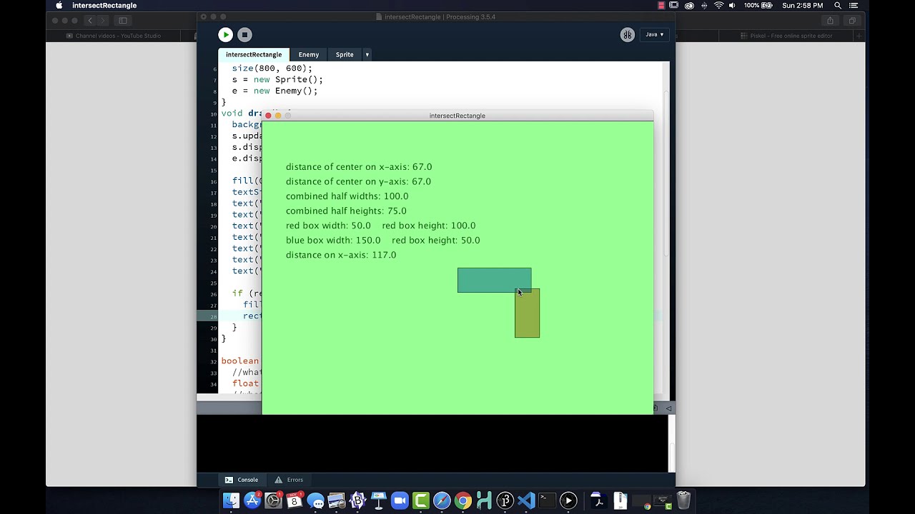Programming Rectangle Intersection/Collision in Processing