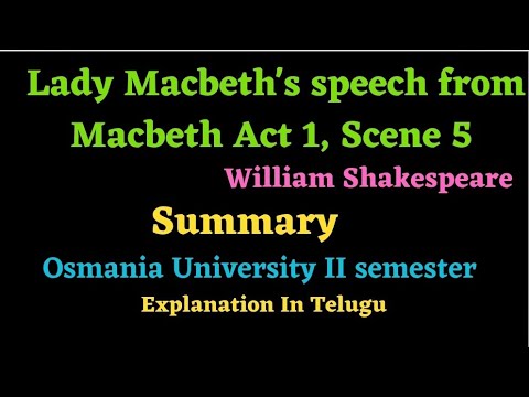 Lady Macbeth's speech from Macbeth Act 1 Scene 5 by William Shakespeare summary and explanation