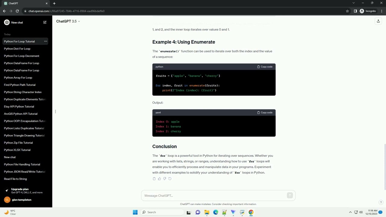 for loop in python example pdf