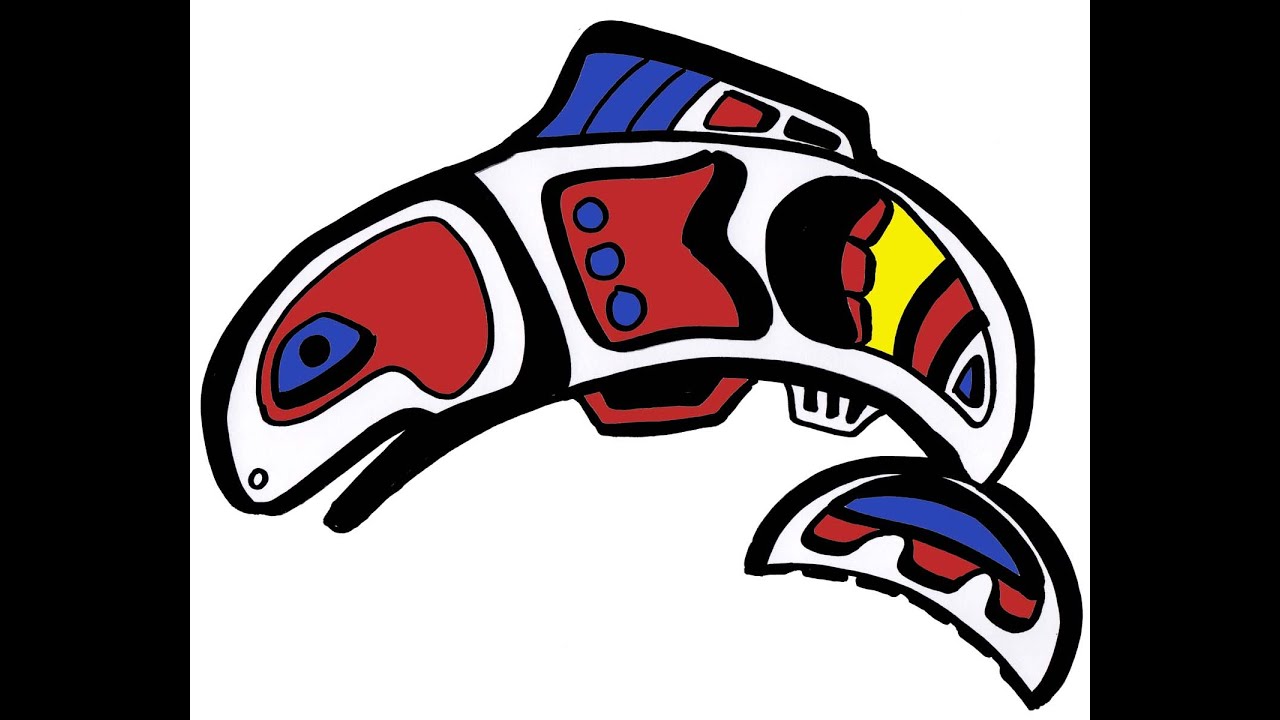 Abstract Native American Salmon Age 10-11