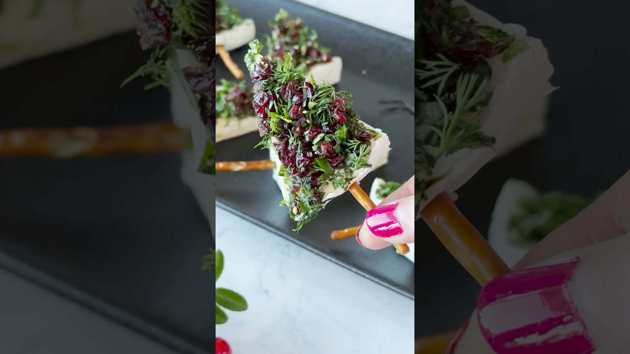 Brie Christmas Tree Appetizers 🧀 🎄 Holiday Party Edition #cheese #snacks #asmr #shorts