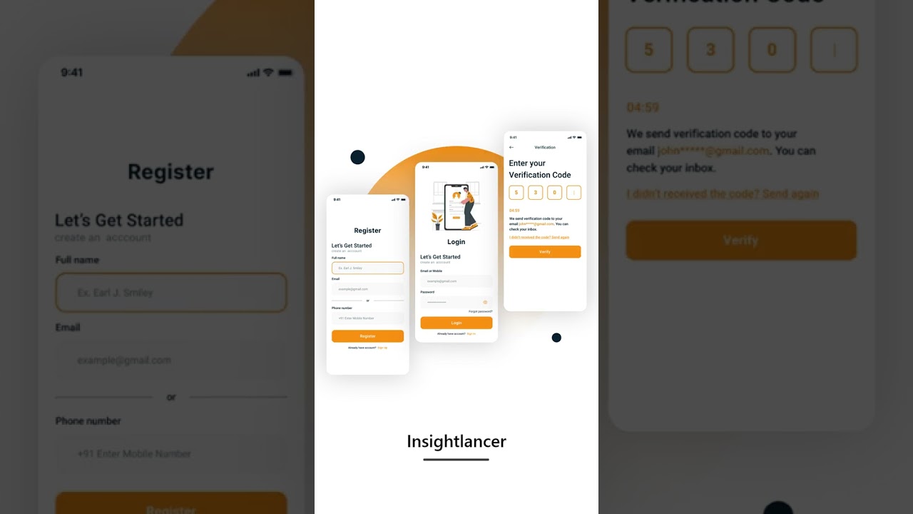 Creative & Modern UI design of Login and register screen.
