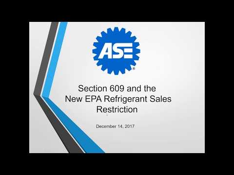 Section 609 and the New EPA Refrigerant Sales Restriction