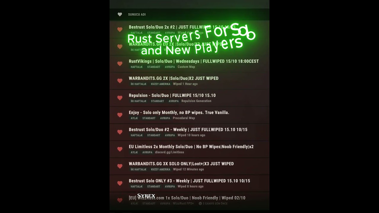Best Rust Servers For Solo Players | #rust #yenioyuncu #servers #shorts #viral