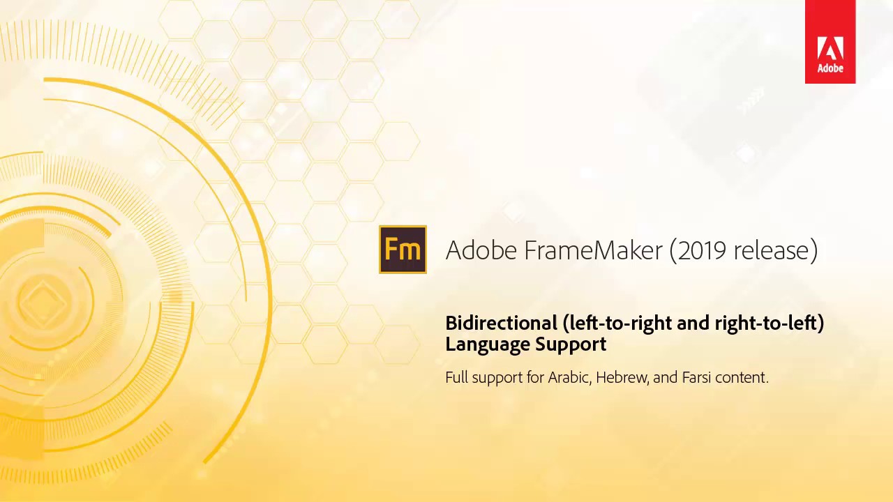 Bidirectional language support – Adobe FrameMaker (2019 release)