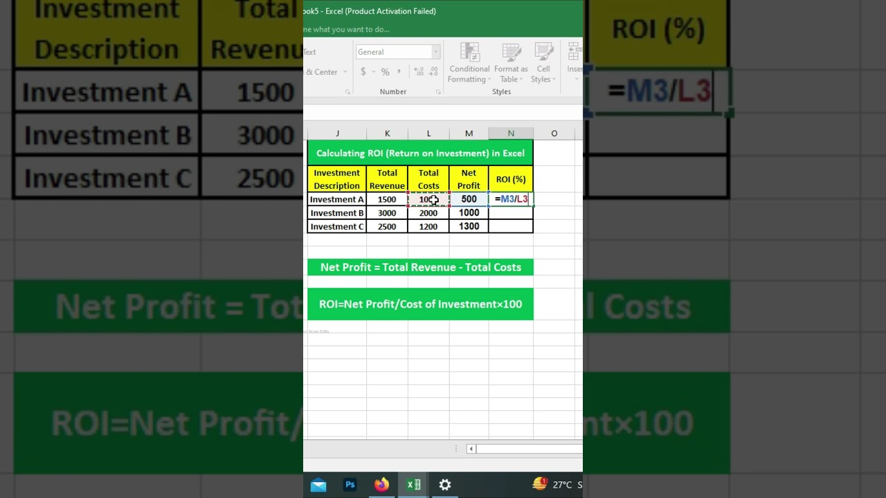 Calculating ROI (Return on Investment) in Excel | Step-by-Step Guide!