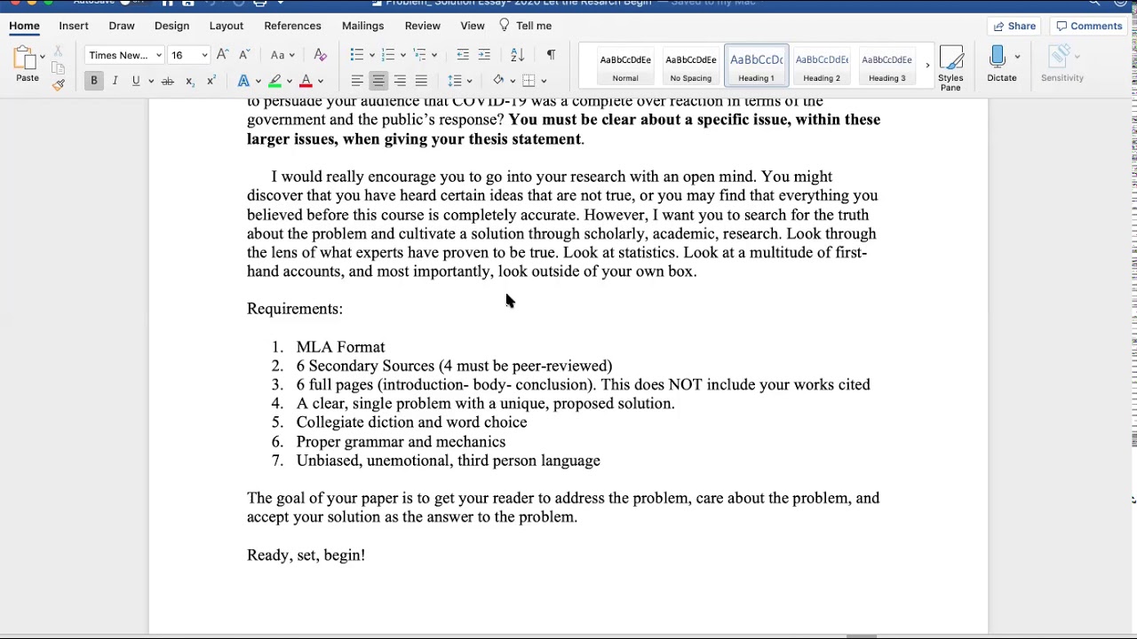 ENG112 Outline: Problem and Solution Lecture