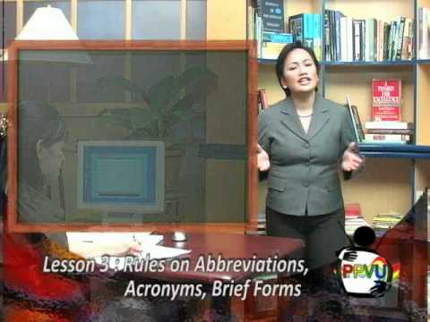 Lesson #3: Rules on Abbreviations, Acronyms, Brief Forms