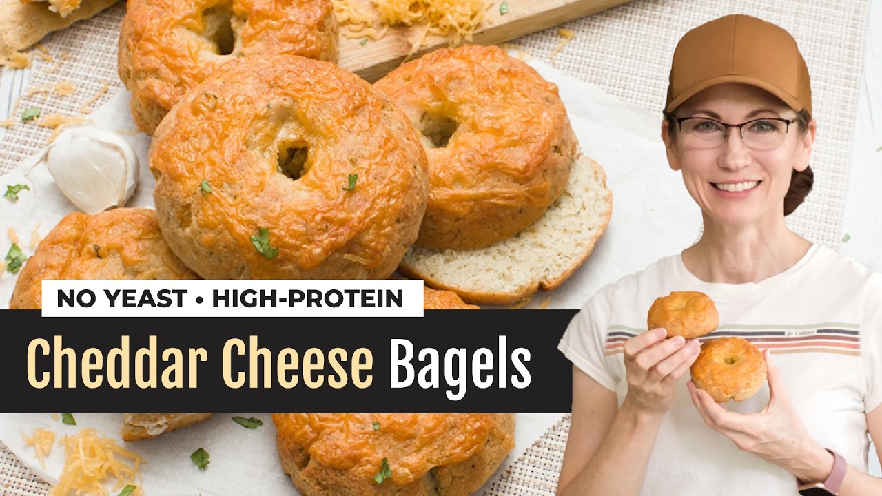 High-Protein Bagels Cheddar Cheese | EASY No Yeast Recipe