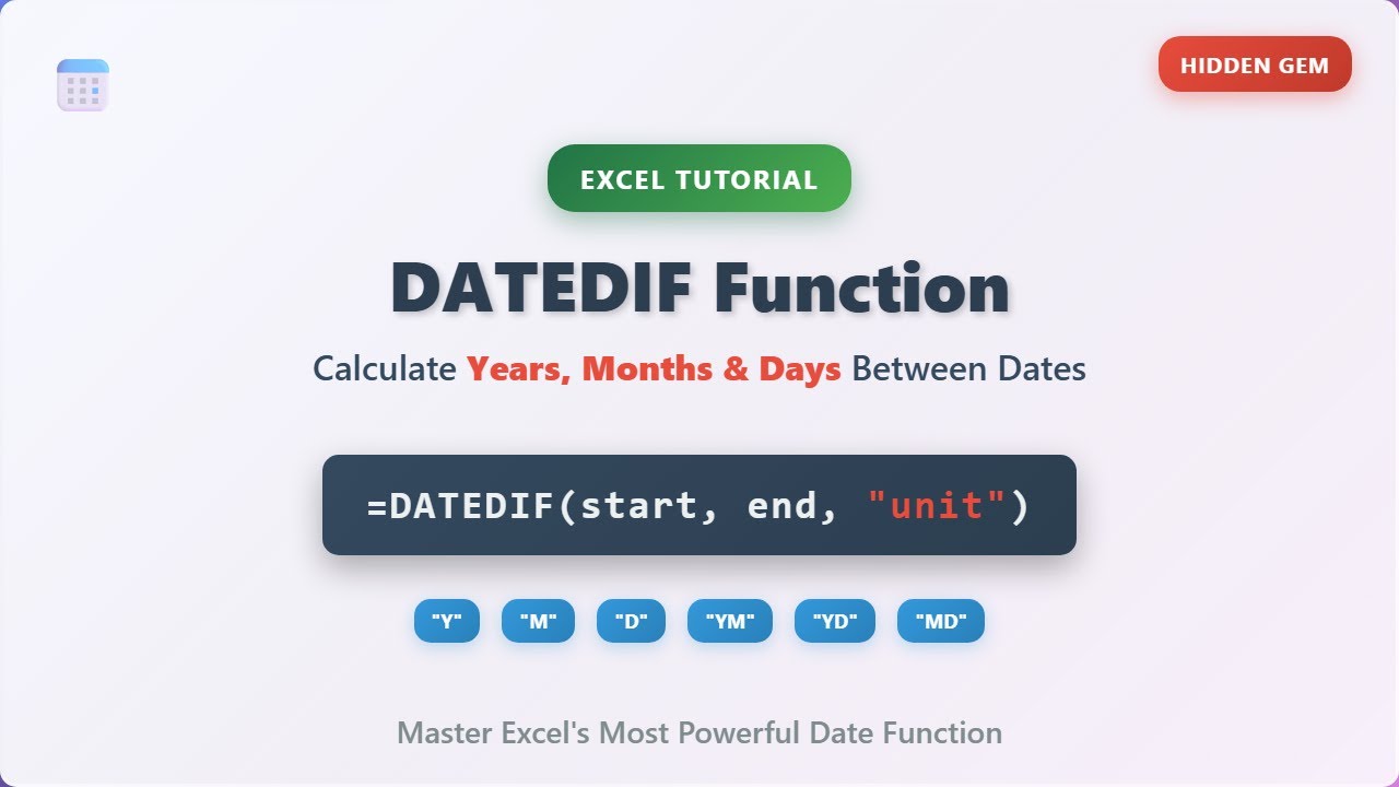 Excel DATEDIF Function: Calculate Date Differences Like a Pro!