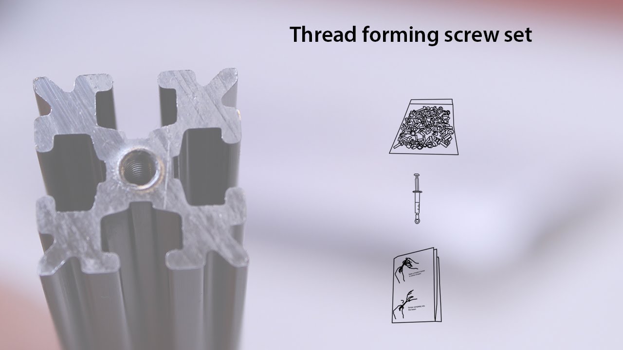 Thread forming screw set tutorial (OpenBeam)