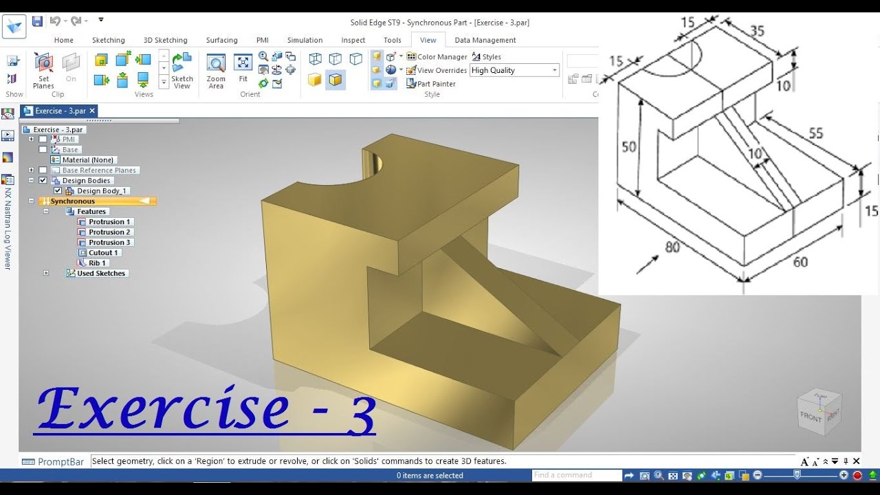 SolidEdge Exercise Tutorial | Exercise - 3 Learn for Beginner | SolidEdge Tutorial