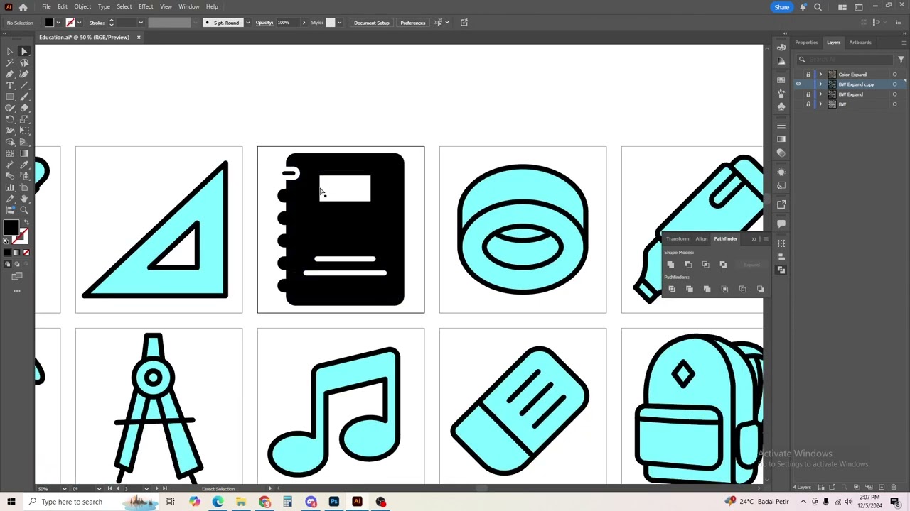 How to Make Solid Icons from Outline Icons | Icon Design Tutorial