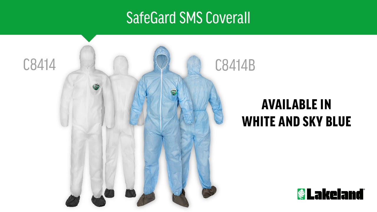 SafeGard™ SMS Coveralls featuring attached hood and boots - disposable, breathable protection