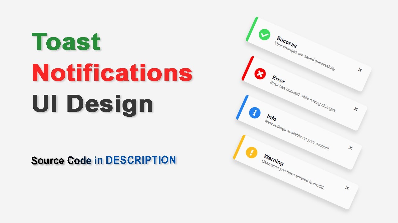 How to Create Toast Notifications UI Design | HTML & CSS