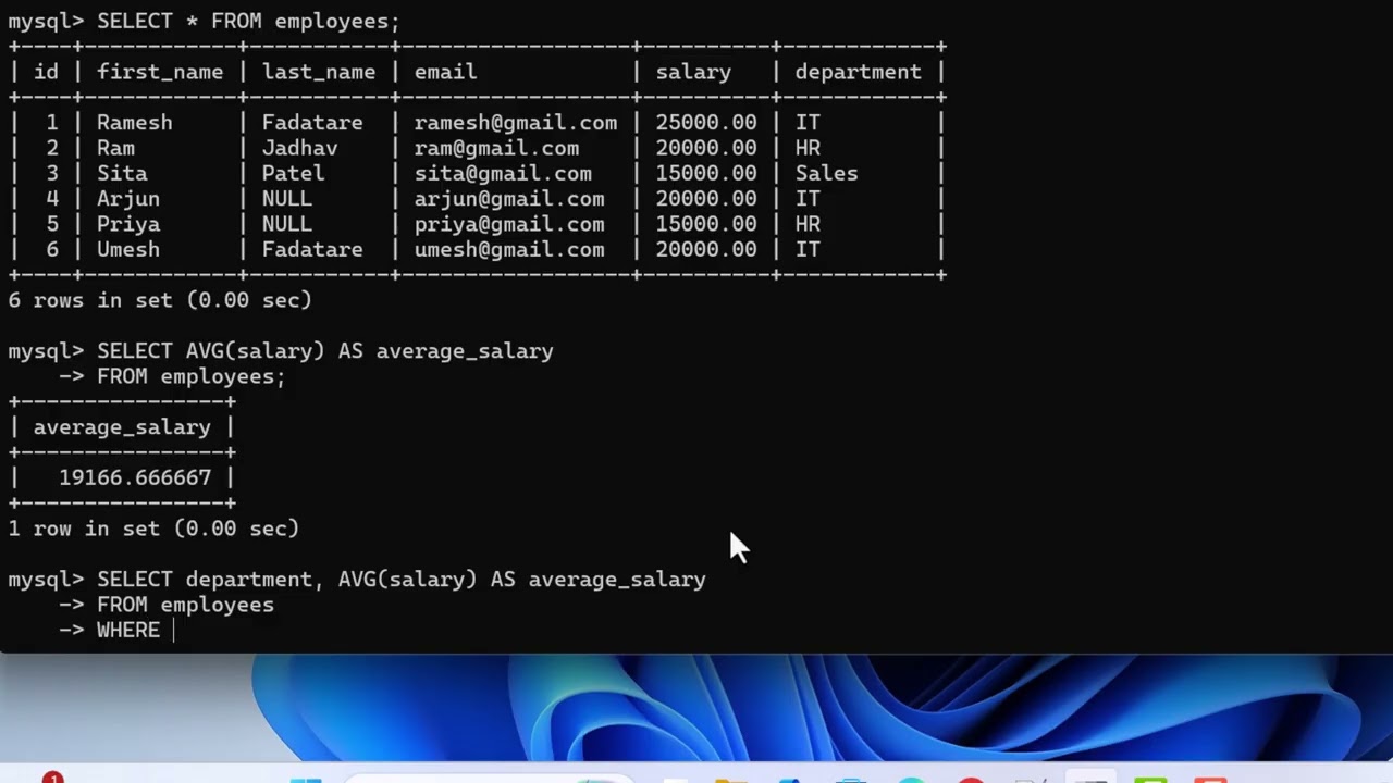Learn SQL with MySQL Database  | AVG Aggregate Function – Calculate Average Values in a Table