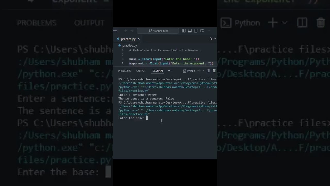 Calculate the Exponential of a number | #python #pythonprogramming#coding#learnpython