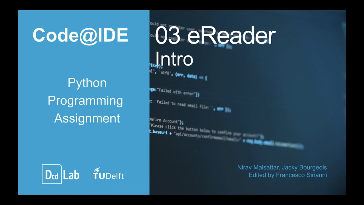 Code@IDE Python Programming Assignment 3: eReader - intro