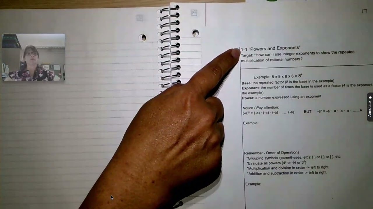 Math 8 Module 1 notebook setup