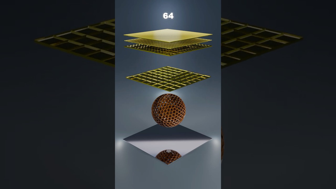 1M Gold 3D Cloth x Wooden Hex Mesh Sphere Sim | Which Looks Best? #3danimation #satisfying #asmr
