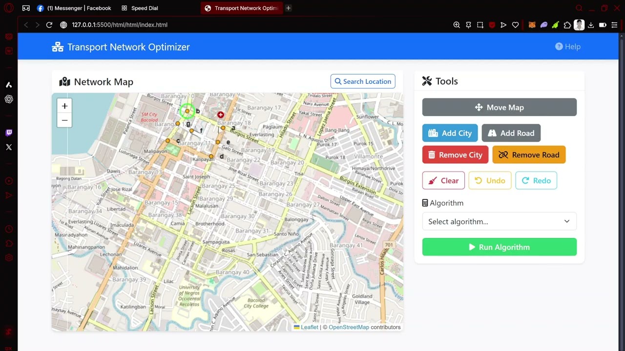 Transportation Network Optimization with Algorithmic Design and Performance Evaluation