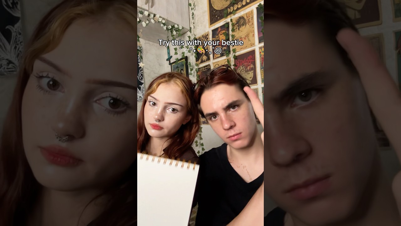 Funny art challenge🎨🔆Try this with your bestie #diy #art