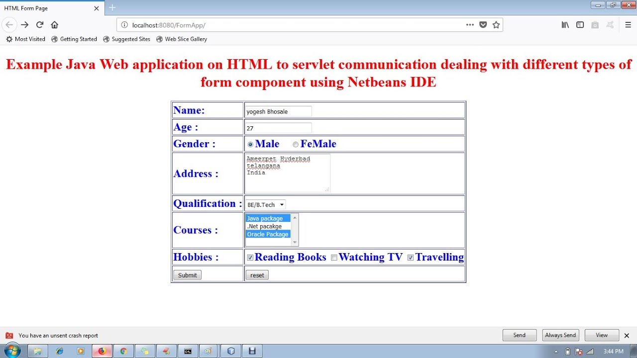 43 Advanced Java Servlet Tutorial |Java Web application on HTML to servlet communication