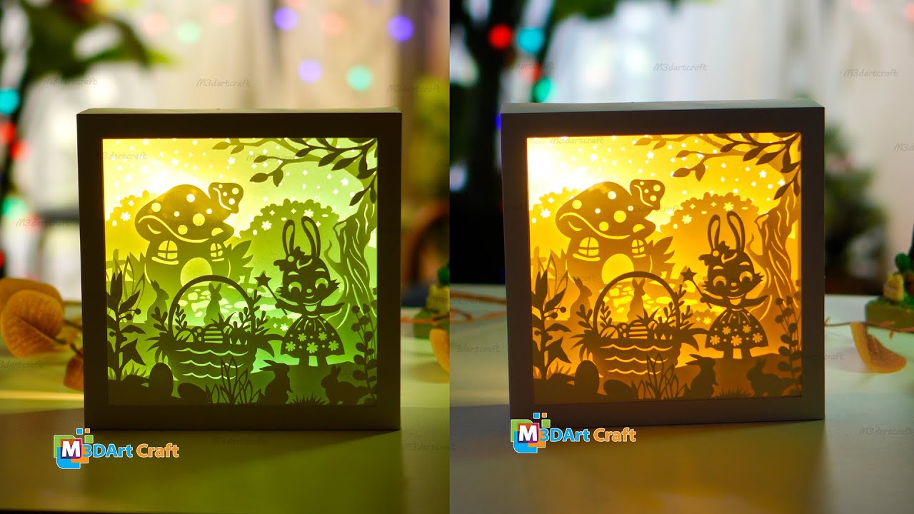 How to make Fairy Bunny Easter ShadowBox, Box Frame Lightbox, 3d layered paper svg
