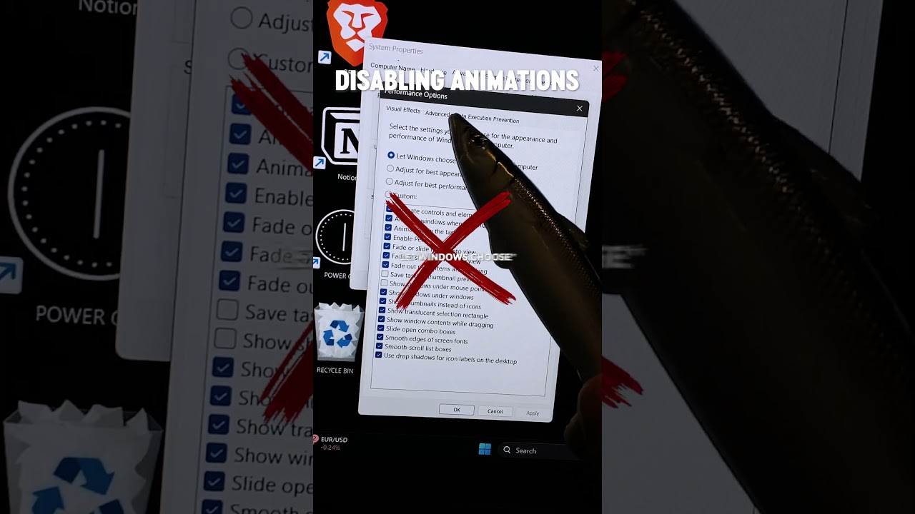 OPTIMIZE YOUR WINDOWS PART 1 - DISABLING ANIMATIONS #shorts #techtok #pc #tech #windows11 #windows