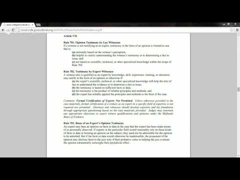 Rules of Evidence Basics - Rule 701 Opinion Testimony