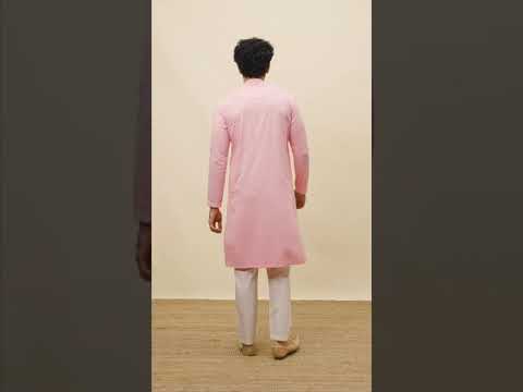 Manyavar Mohey Mens Ethnic Wear Indian Kurta Flamingo Pink Chikankari Embroidered Kurta Set