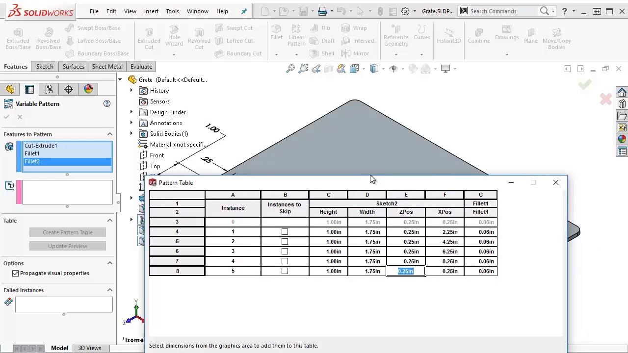 SOLIDWORKS Variable Patterns