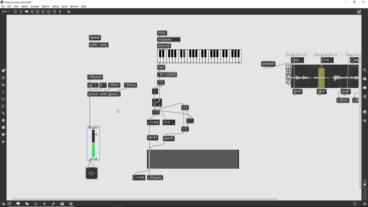 Max/MSP Tutorial: slider-controlled reversing sample instrument