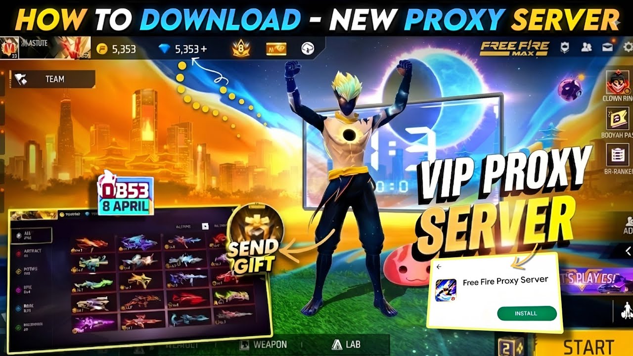 HOW TO DOWNLOAD PROXY SERVER IN FREE FIRE, HOW TO USE PROXY SERVER IN FREE FIRE, VIP PROXY SERVER FF