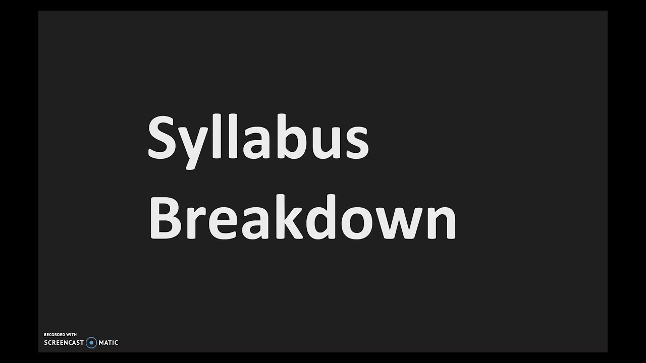Breaking Down a Syllabus