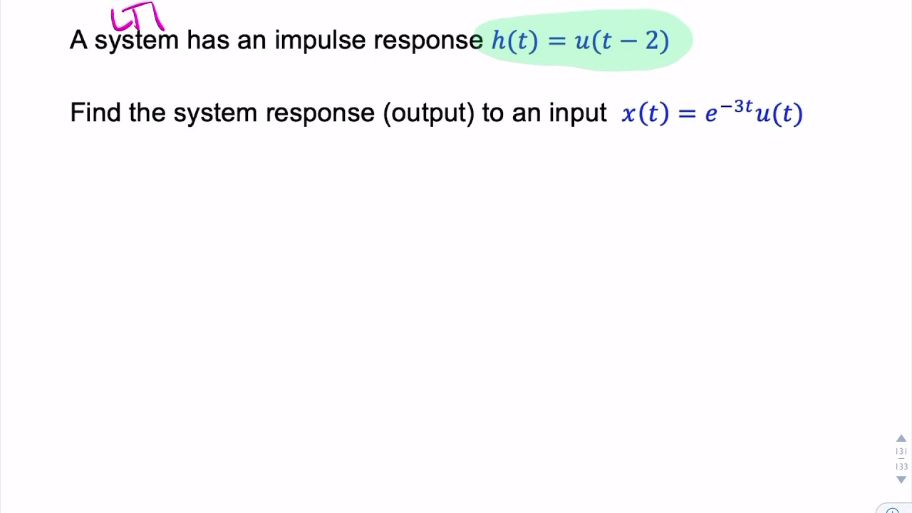 Example: Output by convolution of input with impulse response